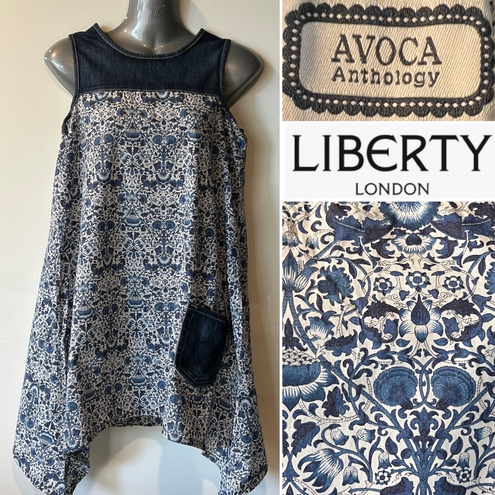 AVOCA Anthology-Liberty London Tana Cotton Blue Floral & Denim Dress 1 ...