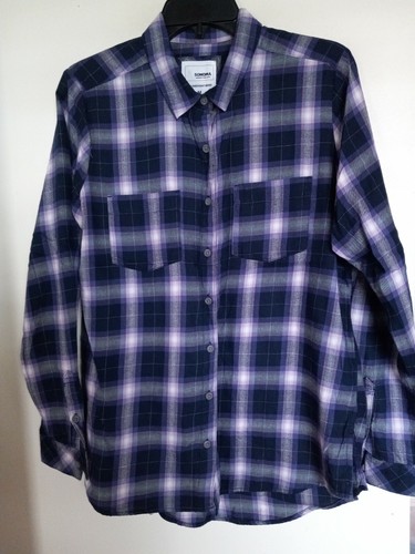 Sonoma Good For Life Womens Purple Flannel Long Sleeves Button Up Shirt Sz M | eBay