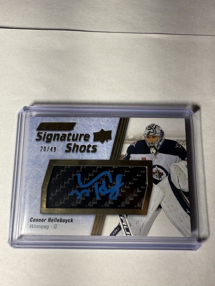 Upper Deck Engrained Signature Shots Connor Helleuyck Goalie Stick Auto 20/49 | eBay