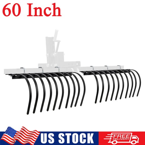 60 Inch Landscape Rake Heavy Duty Rock Rake Removal of Rock for Tractor ...