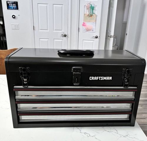 AMAZING VTG CRAFTSMAN DARK GRAY TOOL BOX CHEST W/ 3 DRAWERS MODEL 706. ...