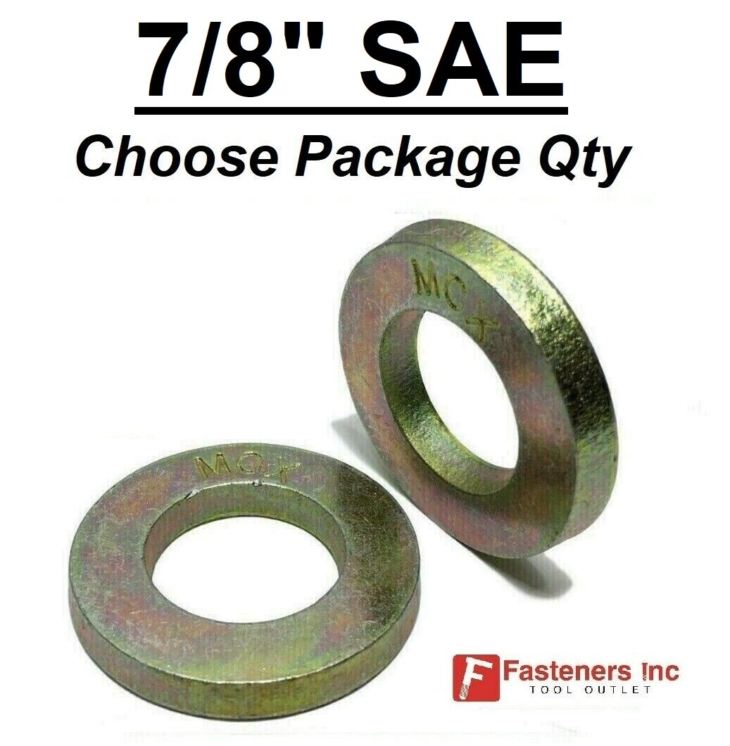 7/8" SAE Extra Thick Hardened Flat Washers Grade 8 Steel Zinc Yellow ...