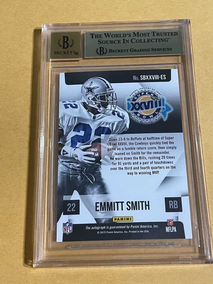 2015 Panini Super Bowl Signatures Emmitt Smith Auto Autograph BGS 9.5 ...