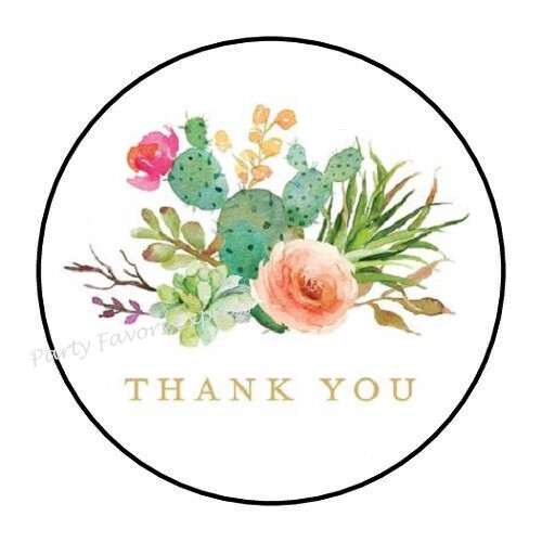 30 THANK YOU CACTUS SUCCULENTS ENVELOPE SEALS LABELS STICKERS PARTY ...