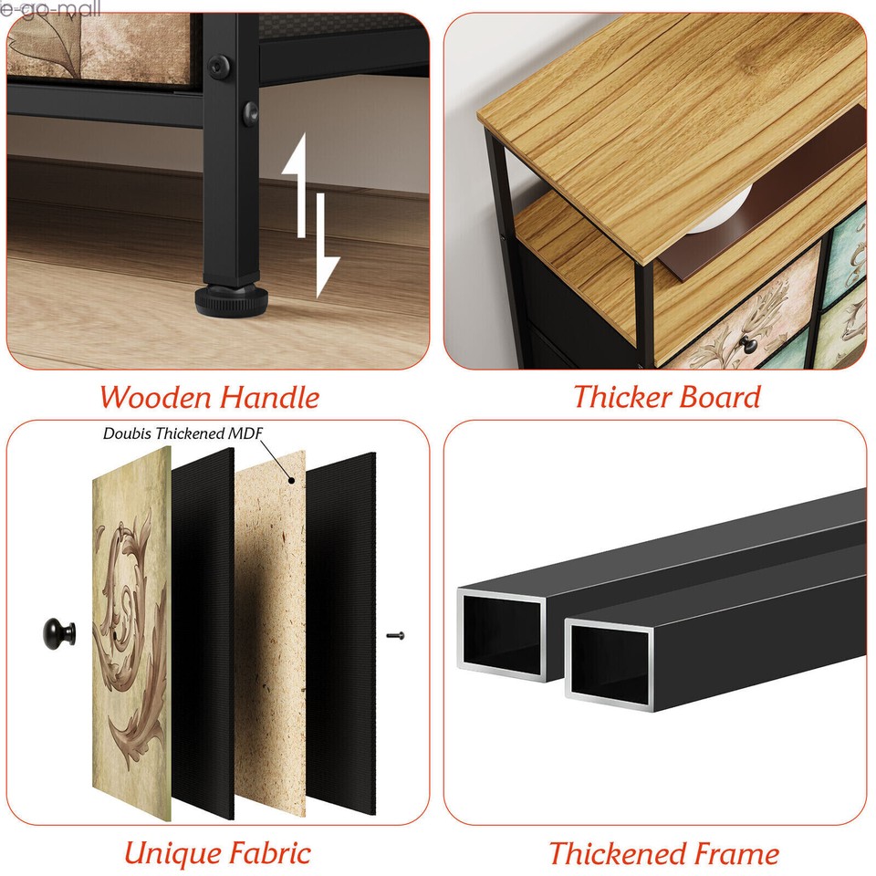 6/8/9 Drawers Dresser Bedroom Chest of Drawers Fabric Dresser Storage ...