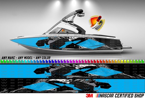 Blue Hexagons Graphic Vinyl Boat Wrap Decal Fishing Bass Pontoon ...
