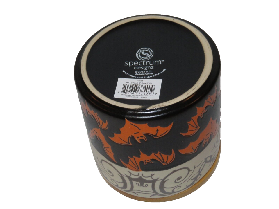 Spectrum Designz Halloween HILLSVILLE Bats Ceramic Covered Caniser ...