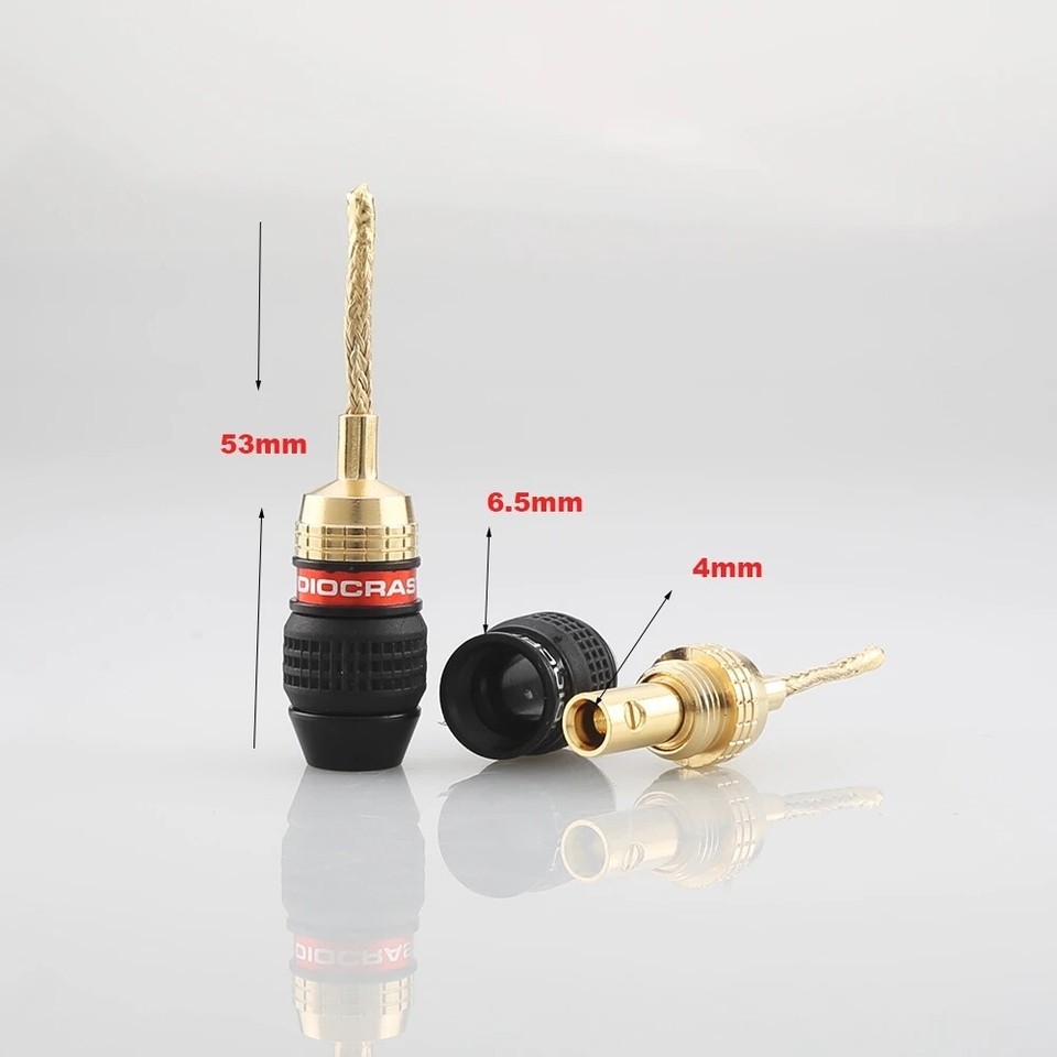8pcs Audiocrast Gold Plated 2mm Pin Banana Plug HiFi Speaker Cable ...