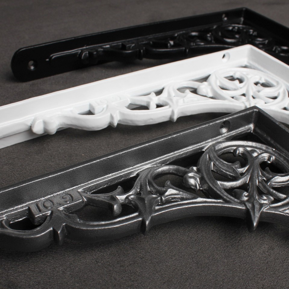 10x9" ANTIQUE CAST IRON VICTORIAN SHELF CISTERN BRACKET BLACK WHITE ...