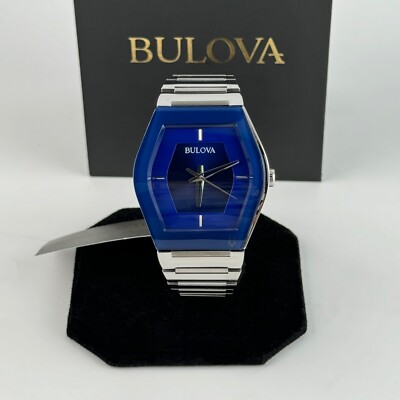 Bulova Men's Gemini Stainless Steel Blue Dial Men's Watch 96A258 (40mm ...