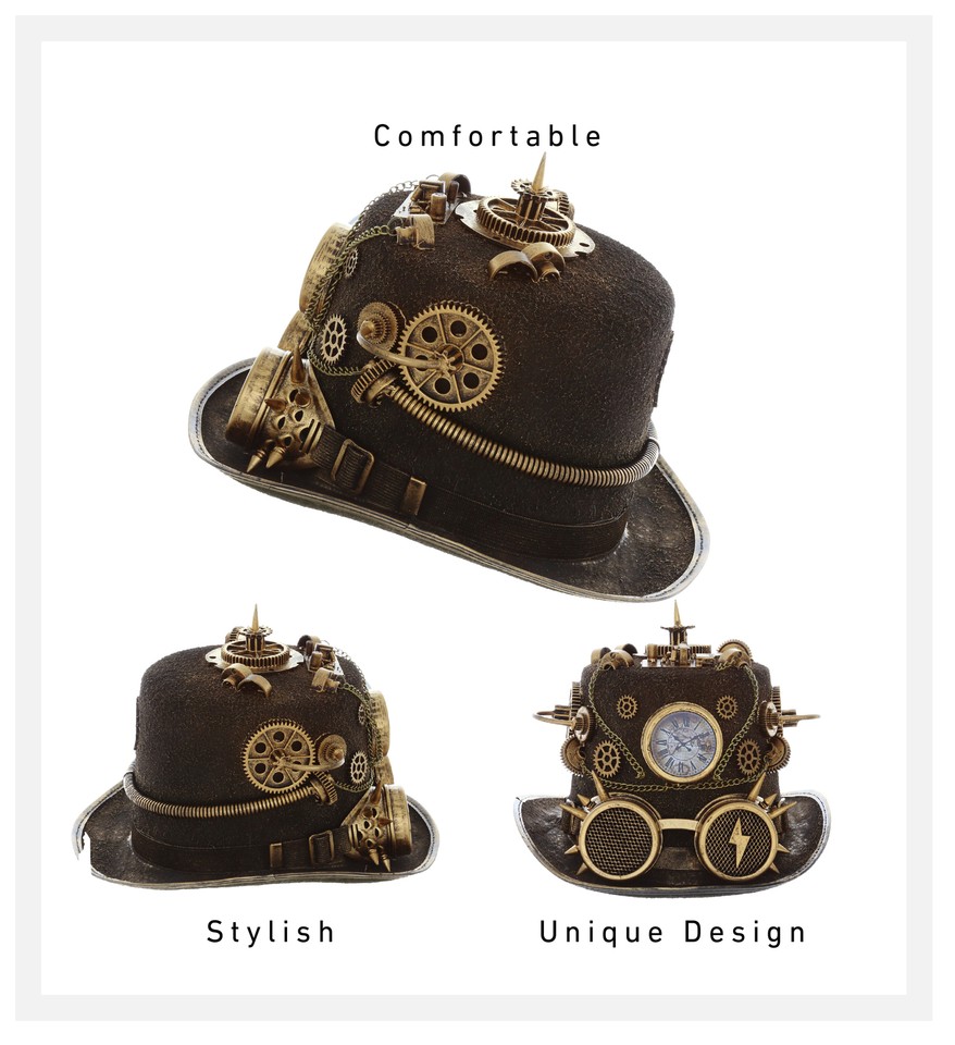 STEAMPUNK - METALLIC SCIENTIST TIME TRAVELER TOP HAT - GOLD | eBay