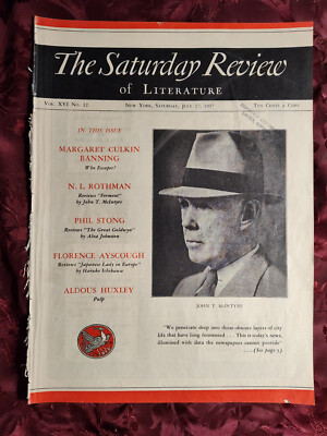 Saturday Review Magazine July 17 1937 JOHN T McINTYRE ALDOUS HUXLEY | eBay