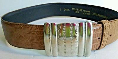 James River Traders #3986 Genuine Leather sz S Tan Reptile Look Women's ...