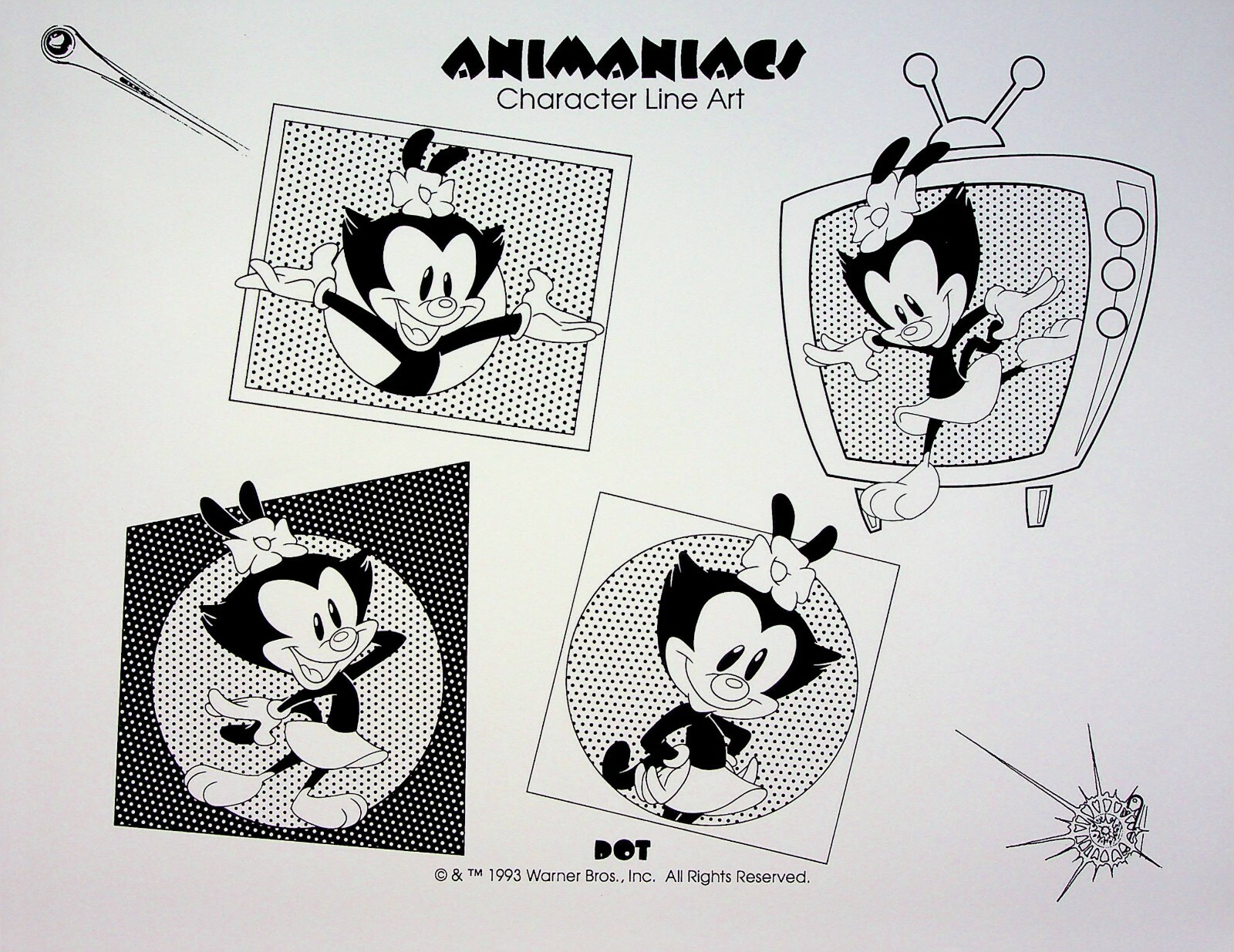 Animaniacs 1993 Production CHARACTER LINE ART MODEL SHEET Copy WB ...