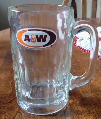 Vtg A&W Logo All American Food Large Heavy Glass AW Root Beer Mug 6 ...