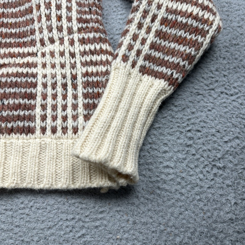 St Michael Sweater Womens Small Check Chunky Knit Wool Cardigan Made In ...