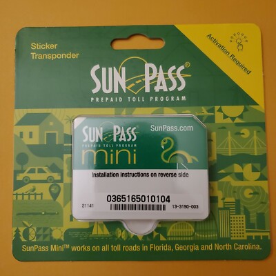 NEW SunPass Transponder Mini Sticker Pre-Paid Toll Program FLORIDA free ...