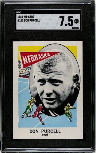 SGC 7.5 1961 Nu Card #112 Don Purcell, End, Nebraska Cornhuskers NEWLY ...