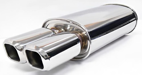 OBX Muffler Dual Square Tips Center In Dual Out Stainless SS304 | eBay