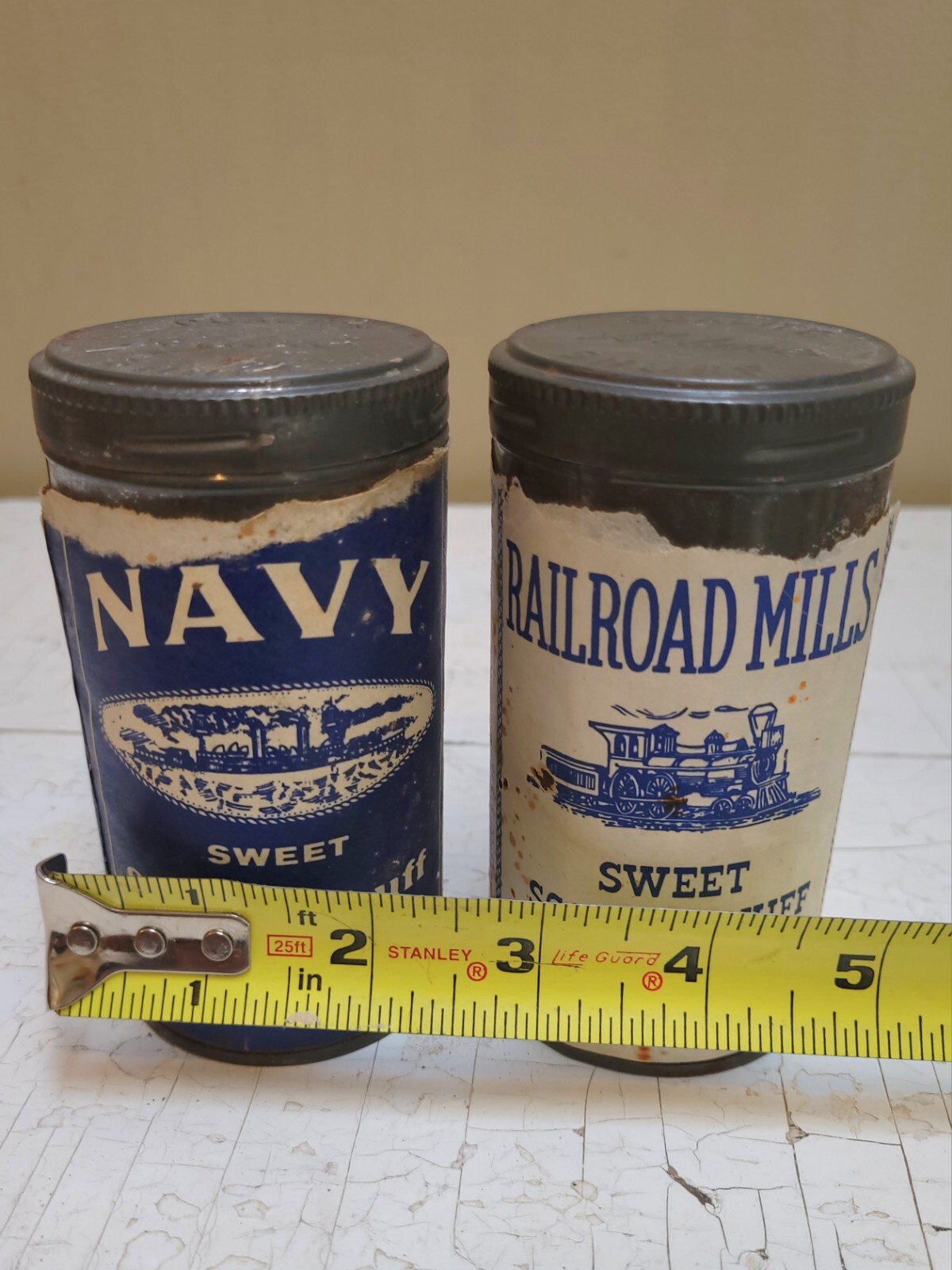 Navy and Railroad Mills Sweet Scotch Snuff Tins 4.65 oz. Size, Helme ...