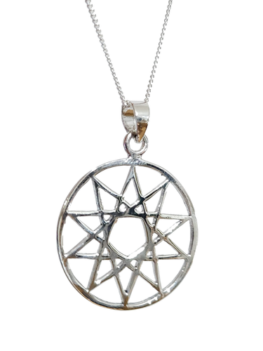 Golden Dawn 10 Pointed Star Necklace Dekagram Pendant 18" Chain 925 ...