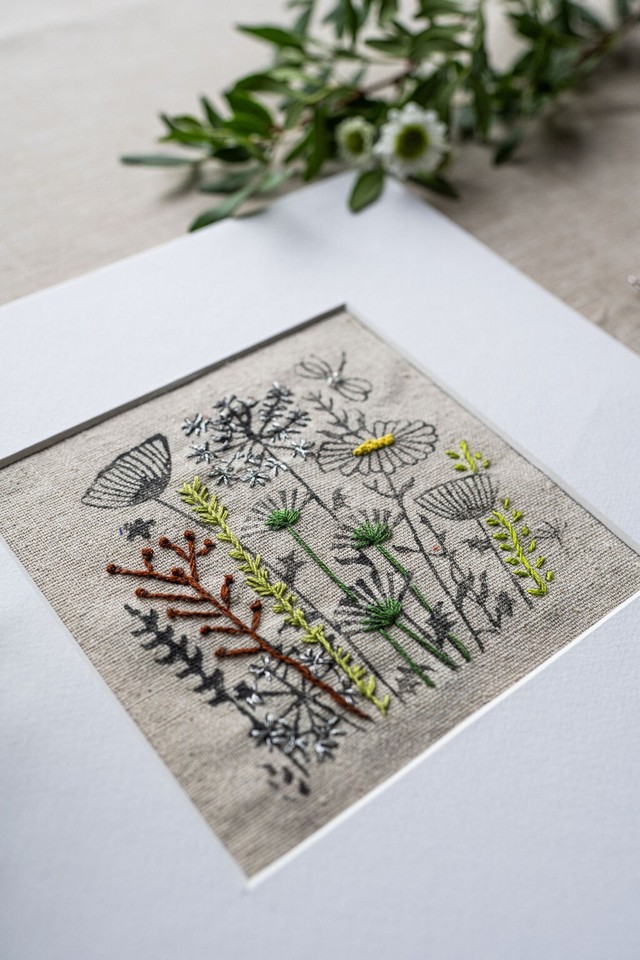 Wild Flower Stamped Embroidery Irish Linen Kit, Christmas gift Ideas ...