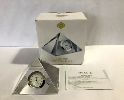 VTG 90’s Shannon by GODINGER Desktop Pyramid Crystal Clock w/Original ...