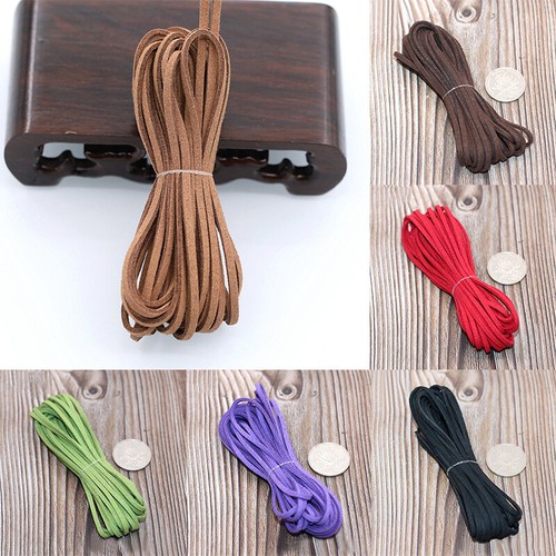 5M Suede Leather Flat Rope Cord 3mm DIY Jewelry Necklace Strings Velvet ...