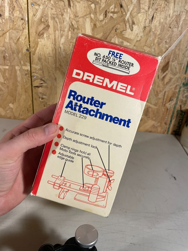 Vintage Dremel Router Attachment Model 229 Box Manual & 650 Bit Moto ...