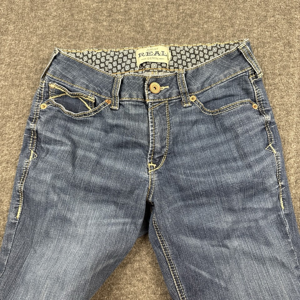 Ariat Real Denim Jeans Womens 30R Blue Embroidered Western Stitch Rodeo ...