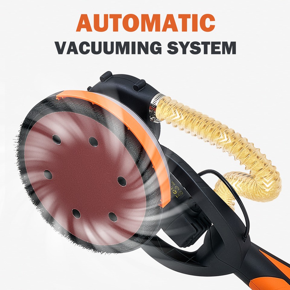 9" Drywall Sander Vacuum System 850W Variable Speeds LED + 12Pcs ...