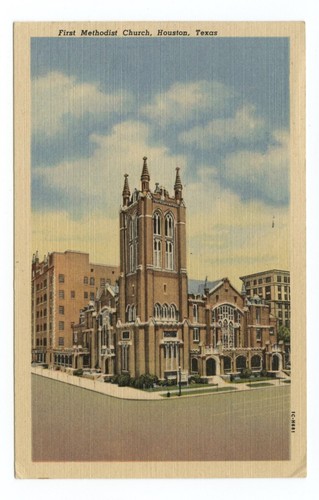 First Methodist Church Houston Texas Linen Postcard | eBay