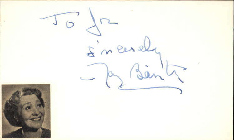 Fran Bennett Actress Giant Signed 3" x 5" Index Card | eBay