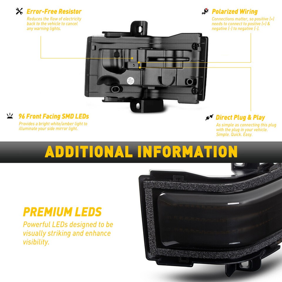 For 2017-2022 Ford F-Series Super Duty Switchback Side LED Mirror Marker Light | eBay