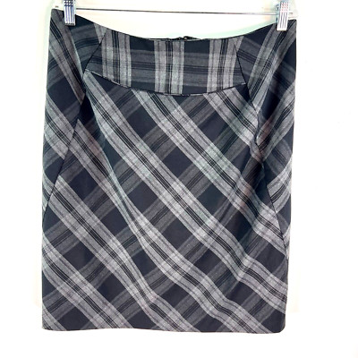 AB Studio Straight Line Skirt Size 12 Black Gray Checked Lined VTG | eBay