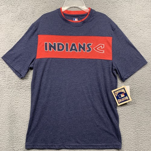 NEW Cleveland Indians T-Shirt Men’s L Heather Blue Red Genuine ...