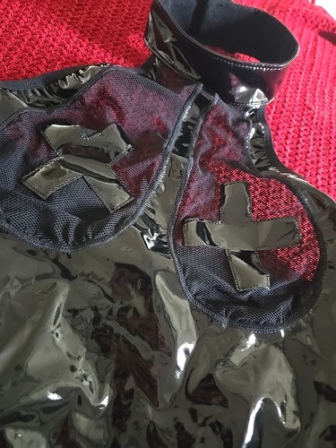 PVC Pu Vinyl Black Halter Bodysuit Bustier Sexy Open Cup Mesh Fetish ...