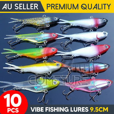 10PCS New 95mm Vibe Soft Plastic Fishing Jigging Lures For Barra AU ...