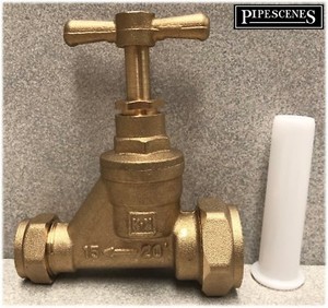 20mm x 15mm Stopcock Brass for Blue MDPE Water Main to Copper with Pipe ...