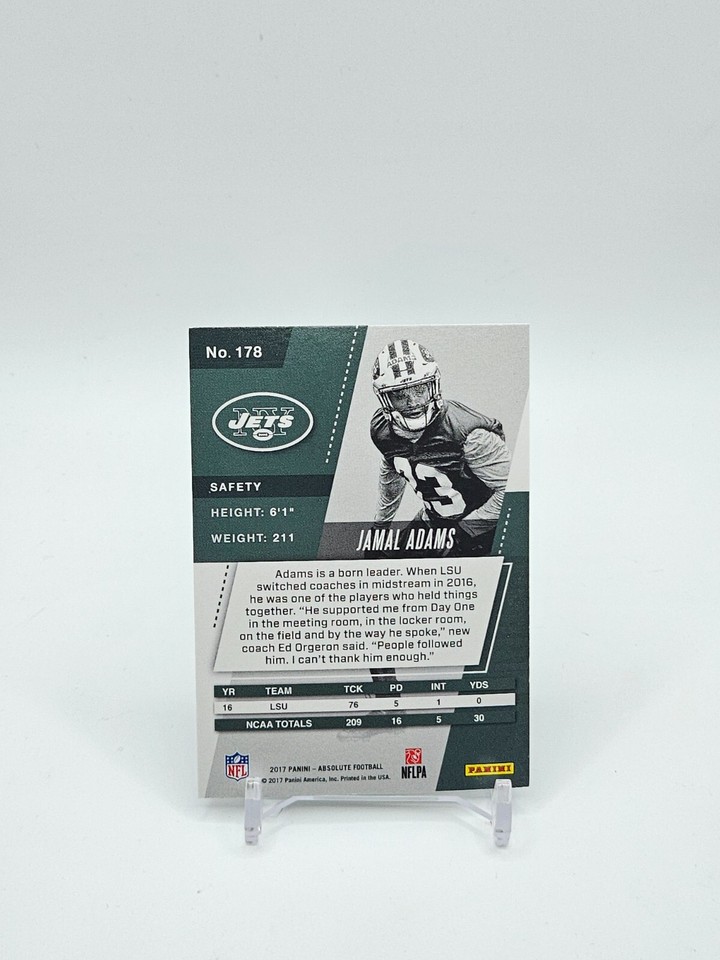 Jamal Adams ROOKIE CARD /499 Numbered 2017 Panini Absolute #178 Jets SP ...