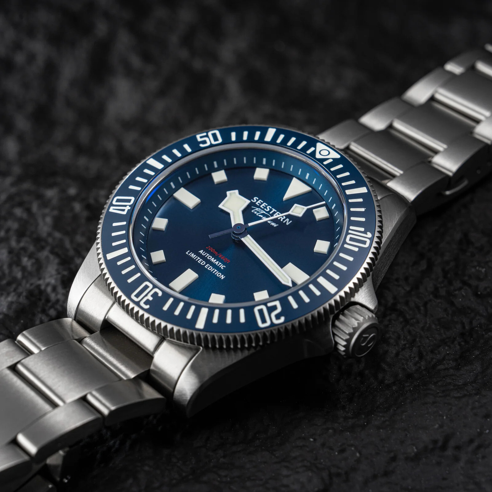 Seestern S430 Titanium Blue Bezel Pro Diver Mens Seiko NH38 Automatic ...