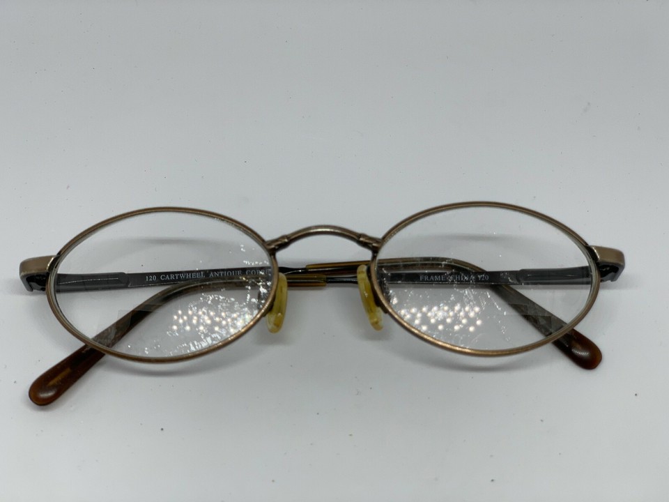 Antique copper Eyeglasses w clip on sun lenses CARTWHEEL 44 120 44-18 ...