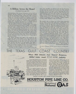 1944 Houston Pipe Line Co. Ad: Texas Gulf Coast - Wholesale Natural Gas ...