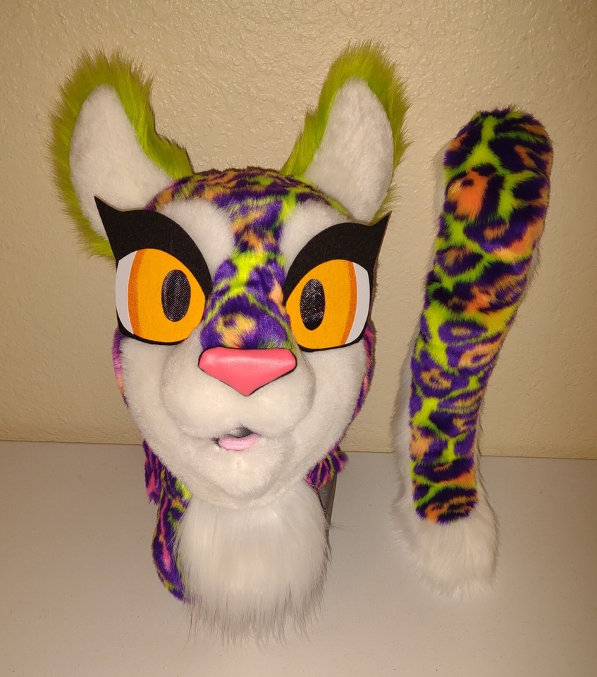 Neon Leopard Fursuit Partial Animal Costume Mascot Head And Tail! | eBay