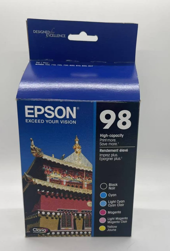 EPSON 98 High Capacity 6-Pack Ink Cartridges Black & Color T098120-BCS ...