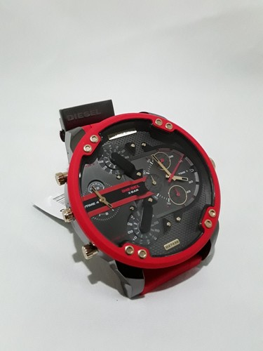 Mens Diesel Mr Daddy Brown Two- Layer Dail Red Silicon &Steel DZ7430 ...