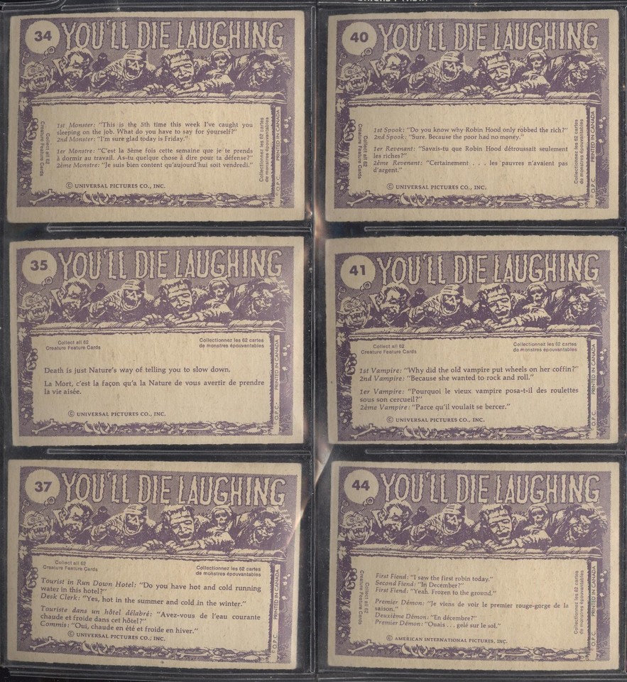 1973 YOU'LL DIE LAUGHING O PEE CHEE 1 TO 62 OPC CARD SEE LIST | eBay