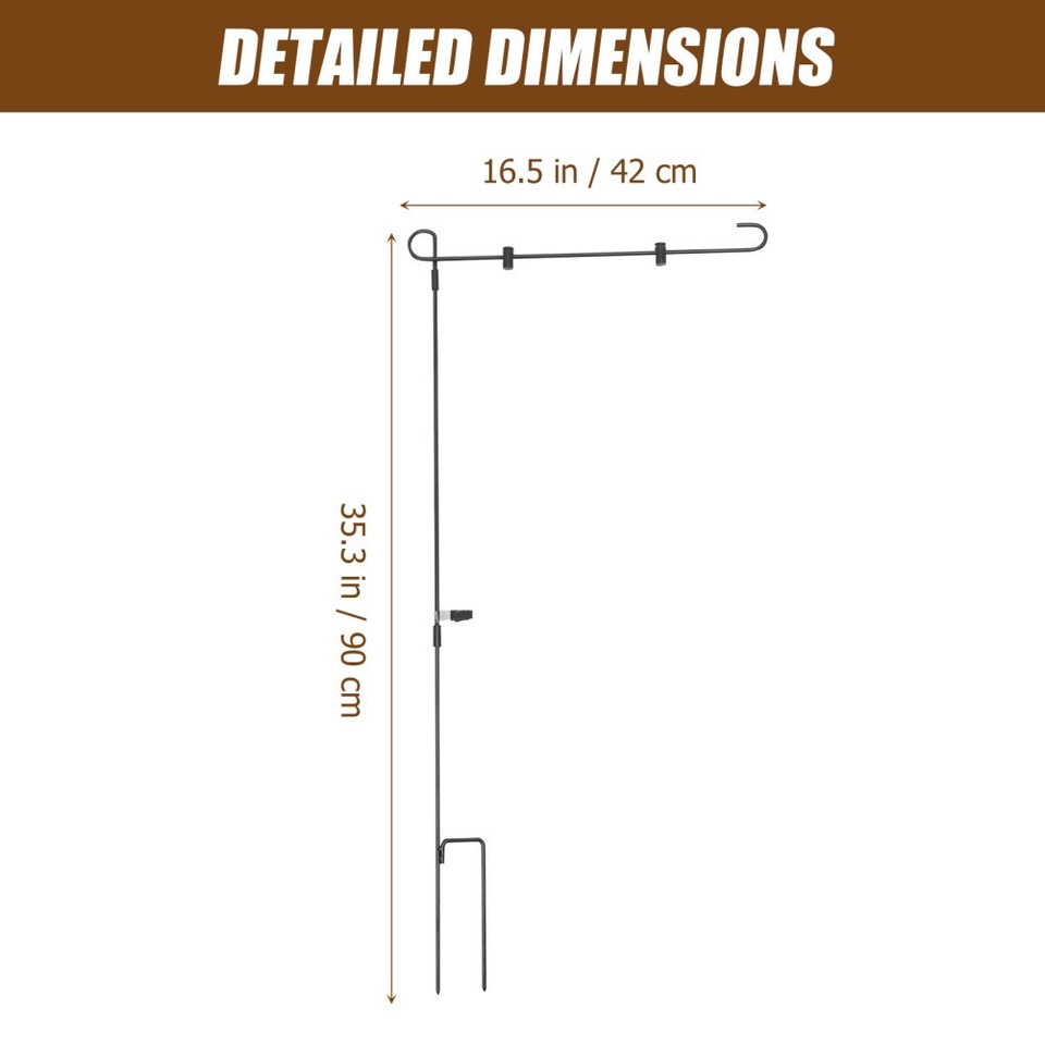 1pc Garden Iron Flag Pole Outdoor Yard Flags Stand Banner Holder (Black ...