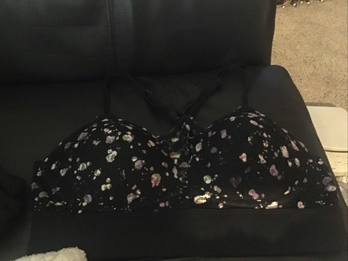 Victoria's Secret Pink , Black Floral Racerback Bralette S, 32A,32B ...