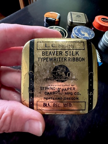 Vintage Stenno Beaver Silk Typewriter Ribbon Tin Made In Portland ...